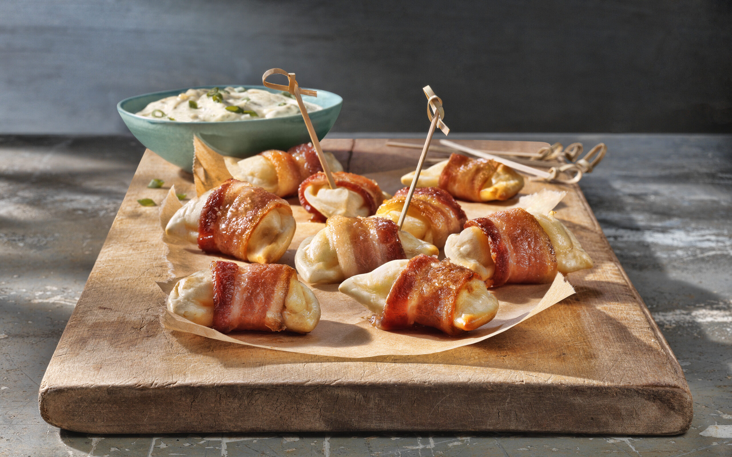 Bacon Wrapped Mini Pierogies | Easy Home Meals