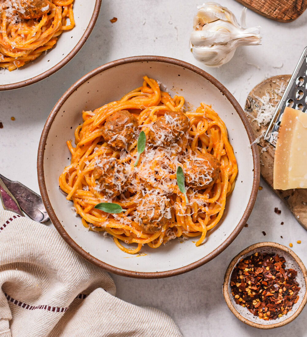 Spaghetti with Meatballs and Pumpkin Vodka Sauce | Easy Home Meals